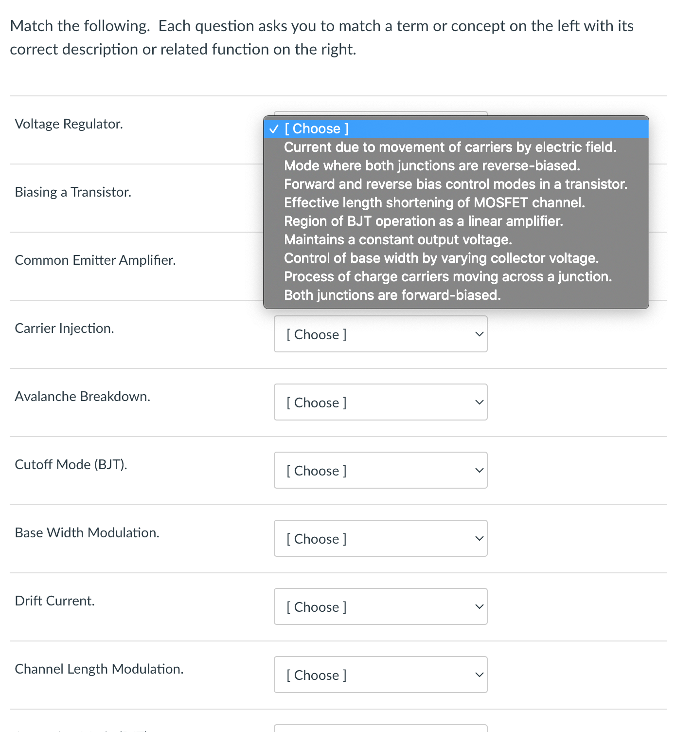 Solved Match the following. Each question asks you to match | Chegg.com