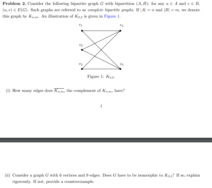 Solved Problem 2. Consider the following bipartite graph G | Chegg.com