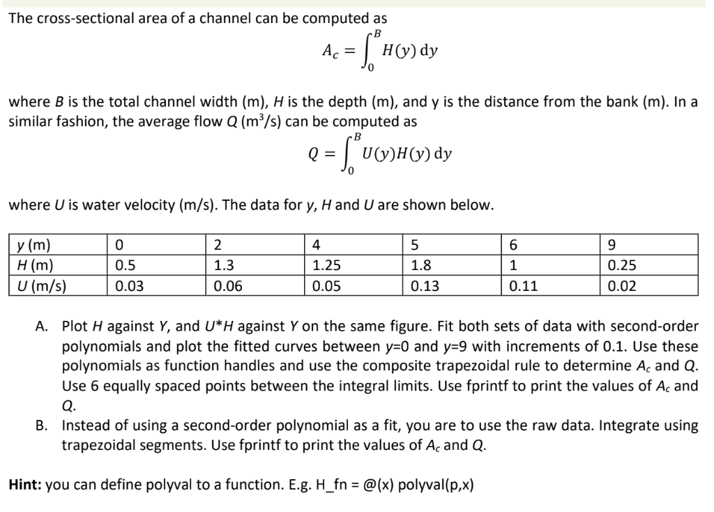 The cross-sectional area of a channel can be computed | Chegg.com