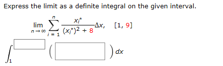 Solved Express the limit as a definite integral on the | Chegg.com