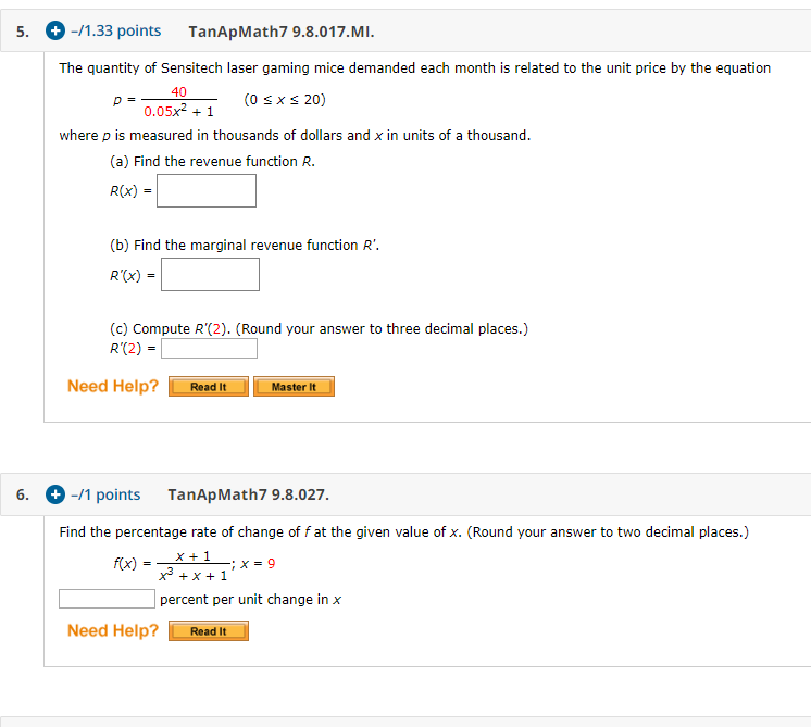 Solved +-/1.33 points TanApMath7 9.8.017.MI 5. The quantity | Chegg.com