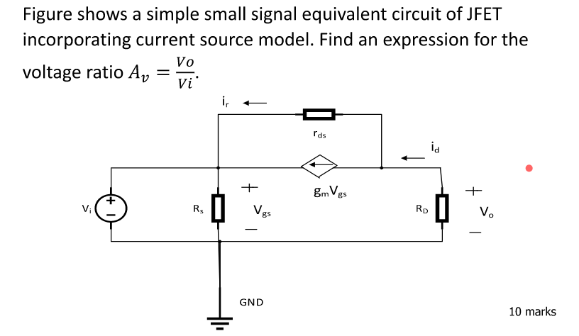 Solved Figure shows a simple small signal equivalent circuit | Chegg.com