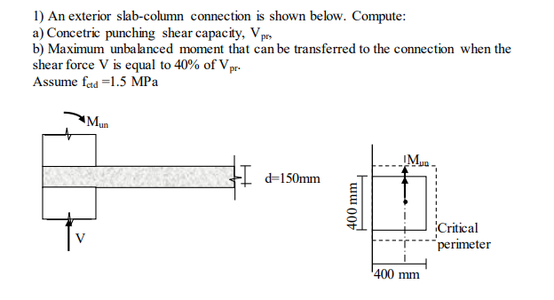 1) An exterior slab-column connection is shown below. | Chegg.com