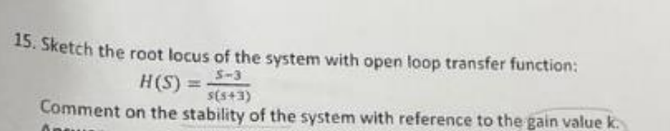 Solved 15. Sketch the root locus of the system with open | Chegg.com