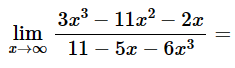 Solved limx→∞3x3-11x2-2x11-5x-6x3= | Chegg.com