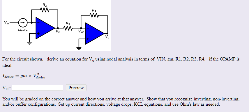 Solved For the circuit shown, derive an equation for V0 | Chegg.com