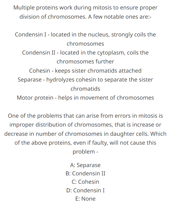 Solved Multiple proteins work during mitosis to ensure | Chegg.com