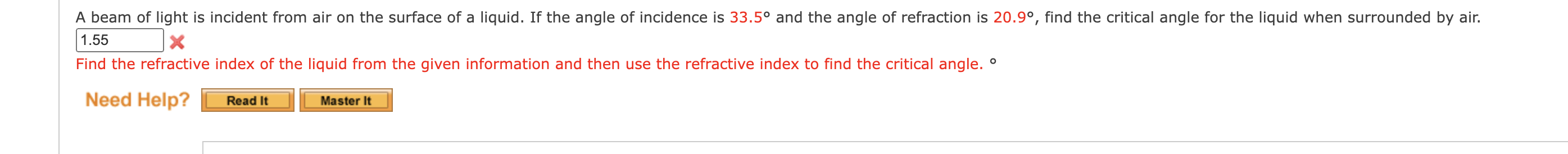 Solved Find the refractive index of the liquid from the | Chegg.com