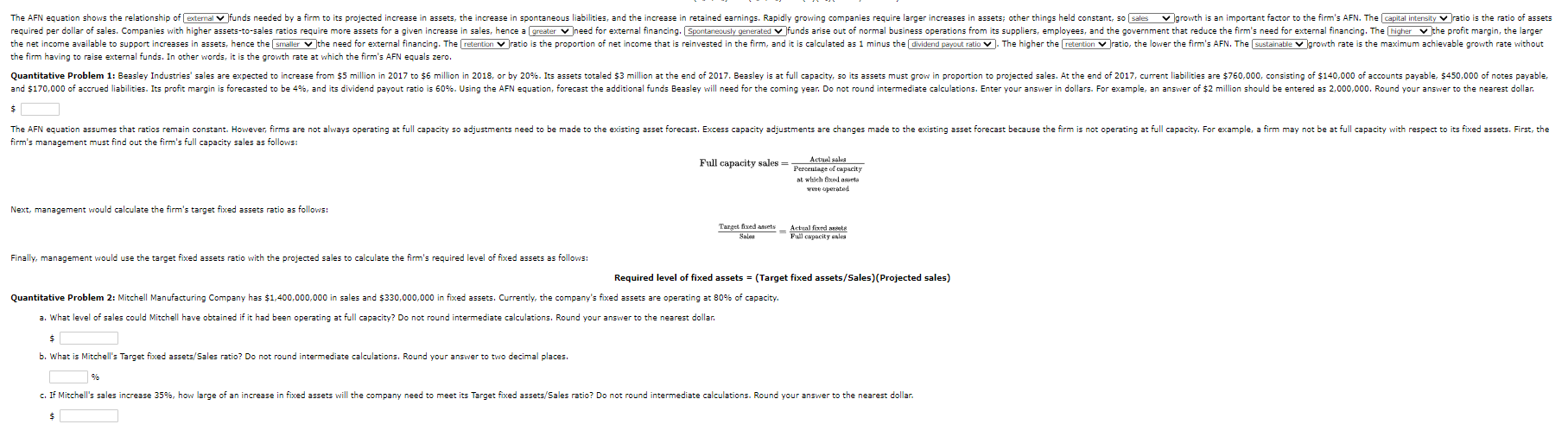 Solved The AFN equation shows the relationship of external | Chegg.com
