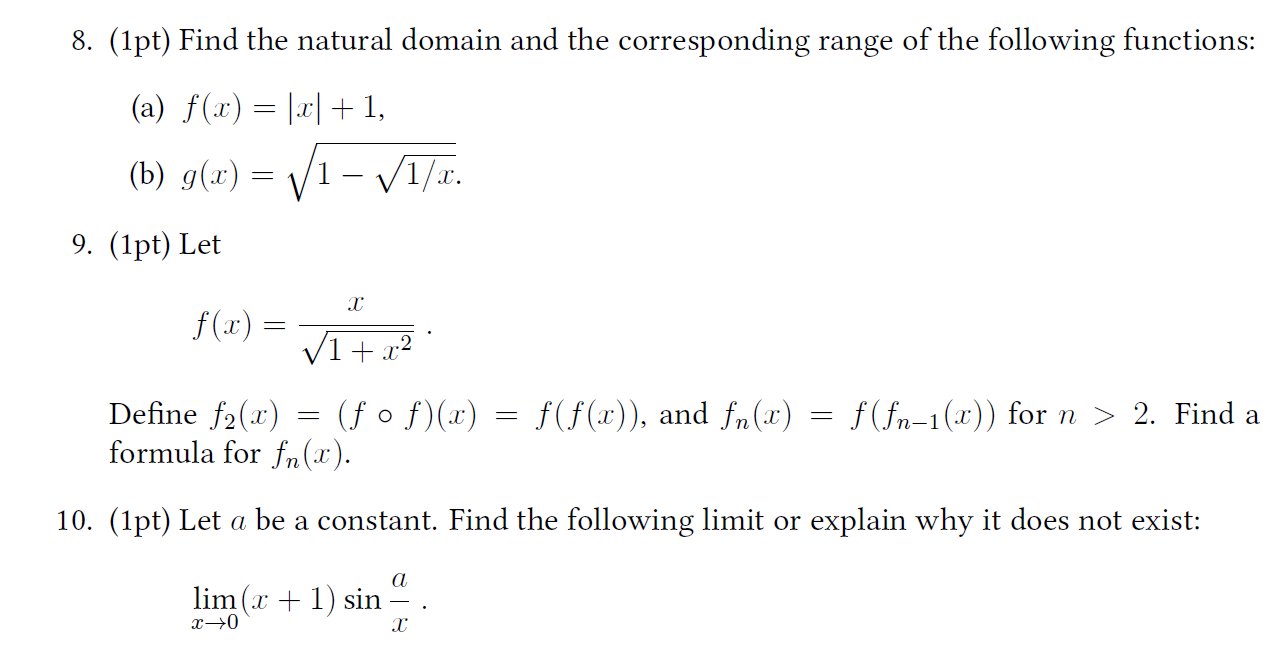 Solved 8. (1pt) Find the natural domain and the | Chegg.com