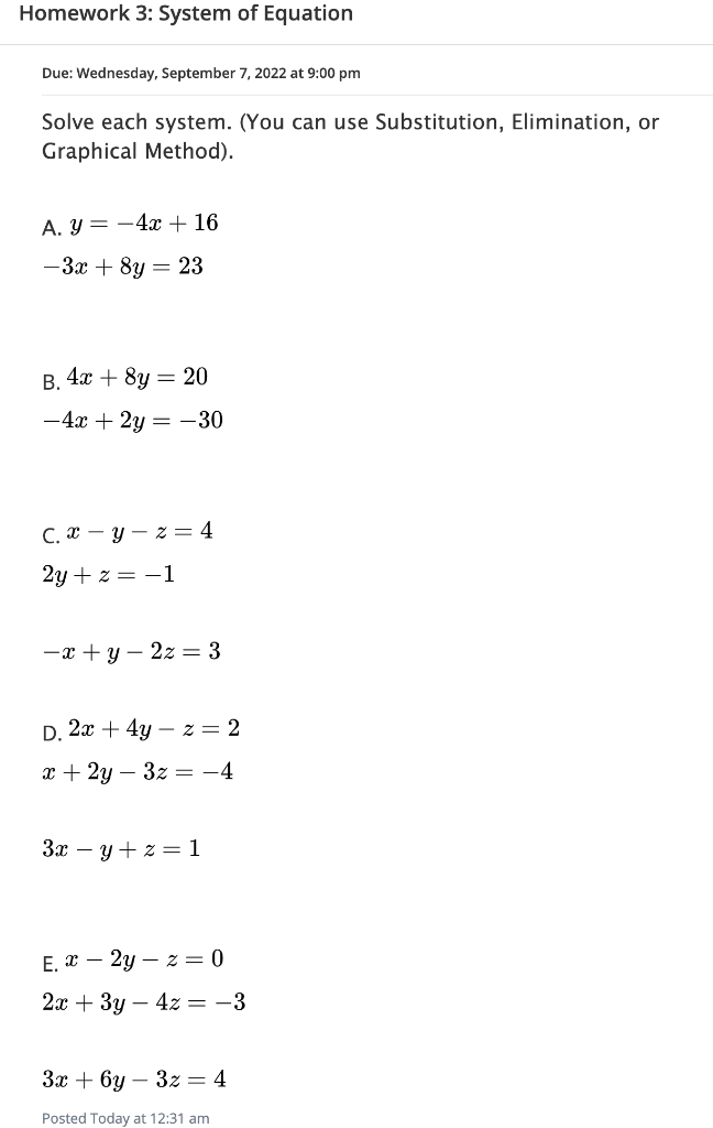 Solved Due: Wednesday, September 7, 2022 at 9:00 pm Solve | Chegg.com