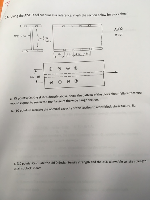 11. Using the AISC Steel Manual as a reference, check | Chegg.com