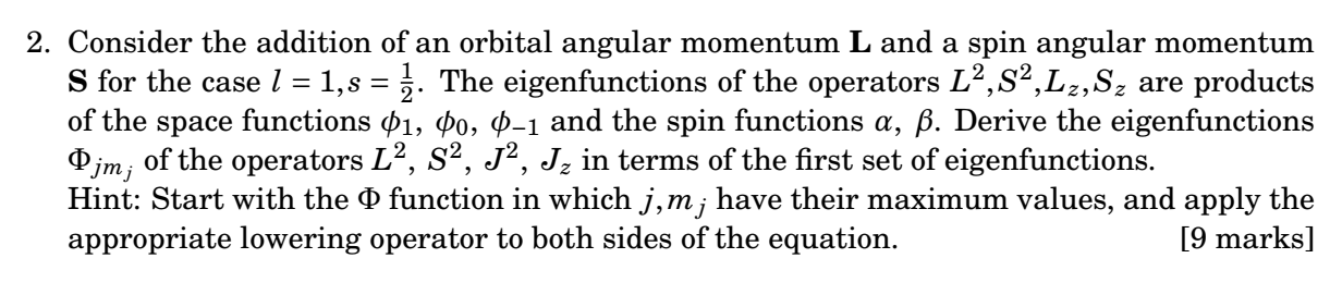 Solved 2. Consider the addition of an orbital angular | Chegg.com