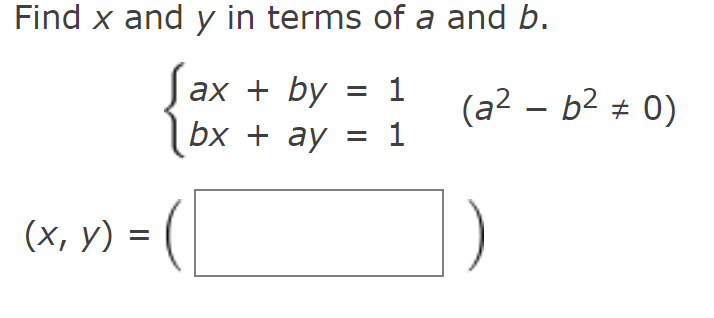 Solved Find x ﻿and y ﻿in terms of a and | Chegg.com