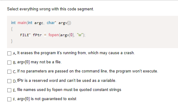 Solved Select everything wrong with this code segment. int | Chegg.com