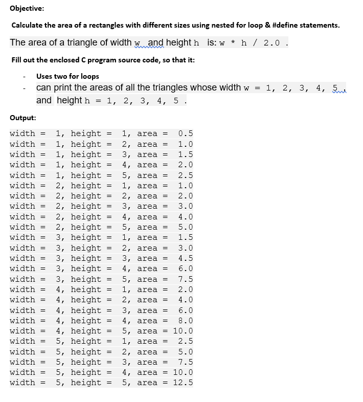 Solved Objective: Calculate the area of a rectangles with | Chegg.com