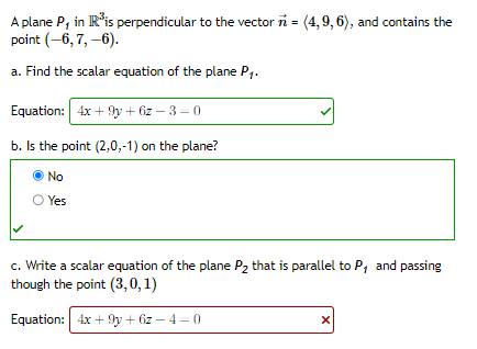 Solved A plane P1 in R3 is perpendicular to the vector | Chegg.com