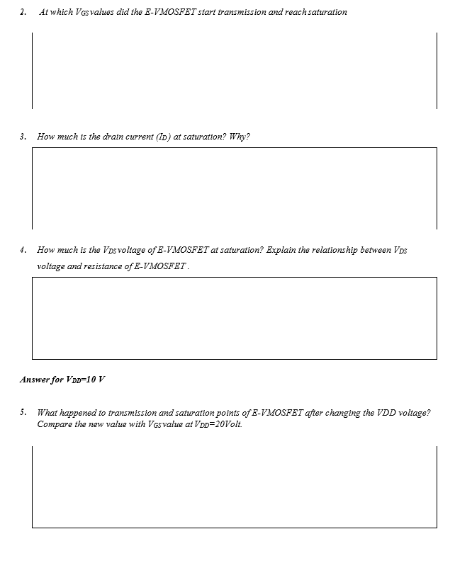 Solved Measurements: A. Examination of a E-VMOSFET's | Chegg.com