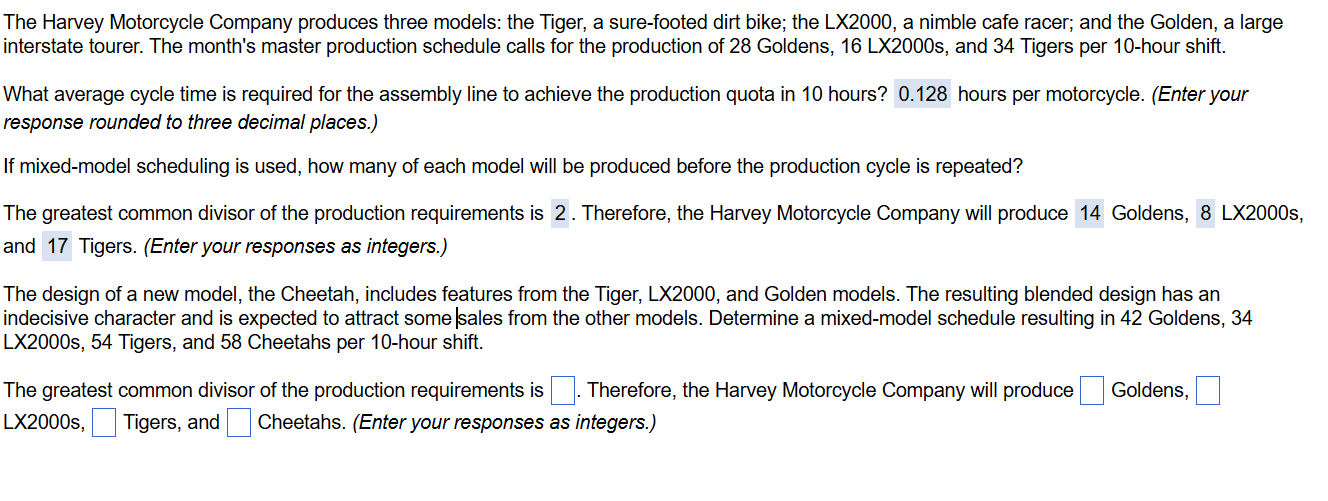 Solved The Harvey Motorcycle Company produces three models: | Chegg.com