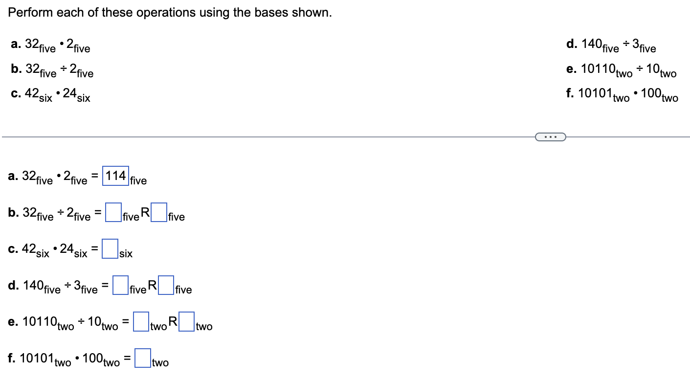 Solved Perform each of these operations using the bases | Chegg.com