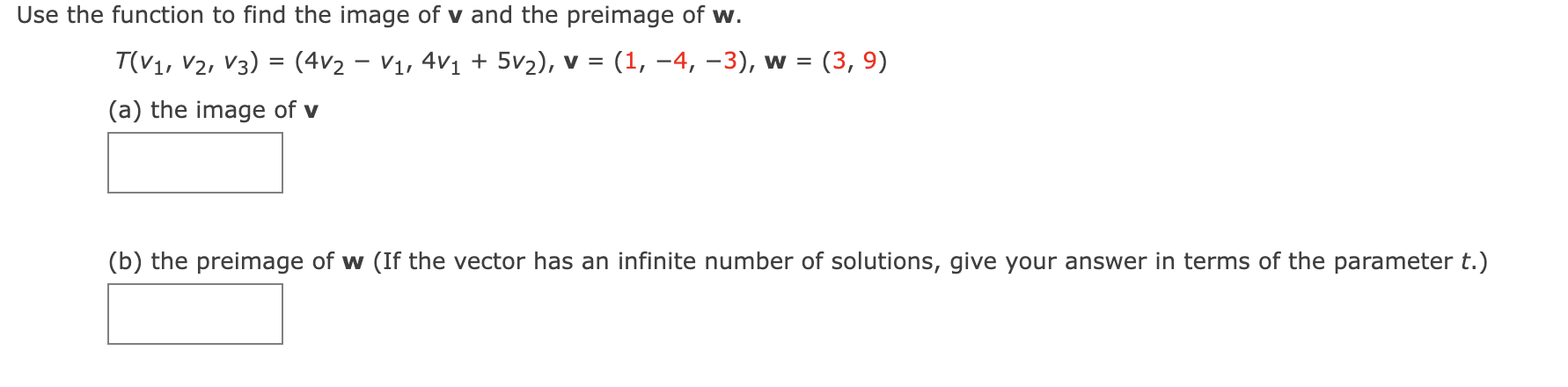 Solved Use the function to find the image of v and the | Chegg.com
