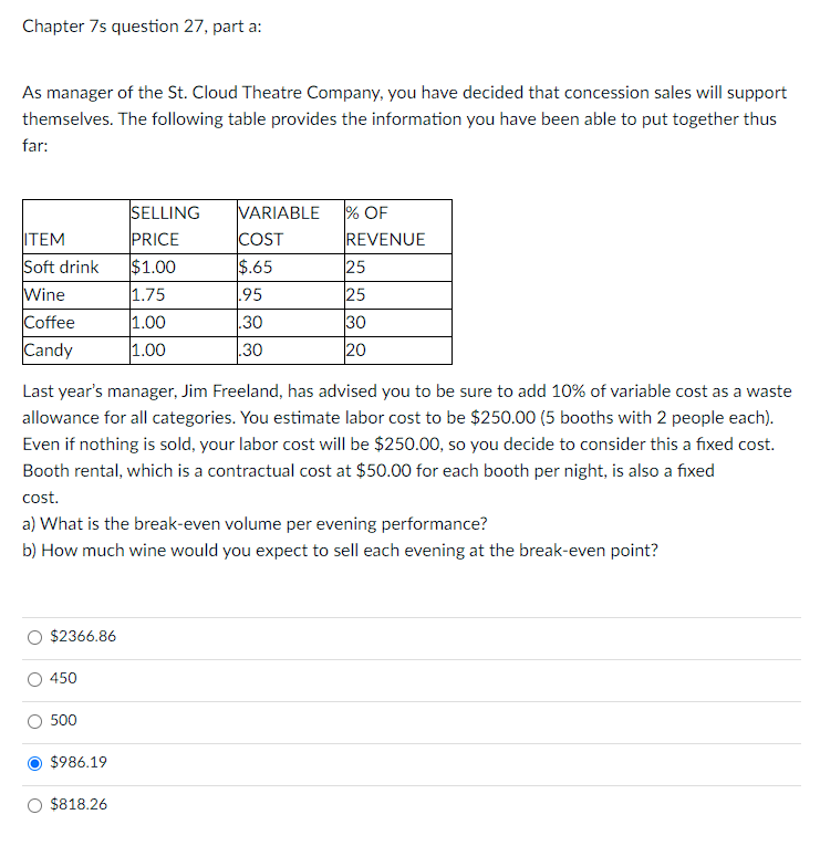 Solved Chapter 7s ﻿question 27, ﻿part a:As manager of the | Chegg.com