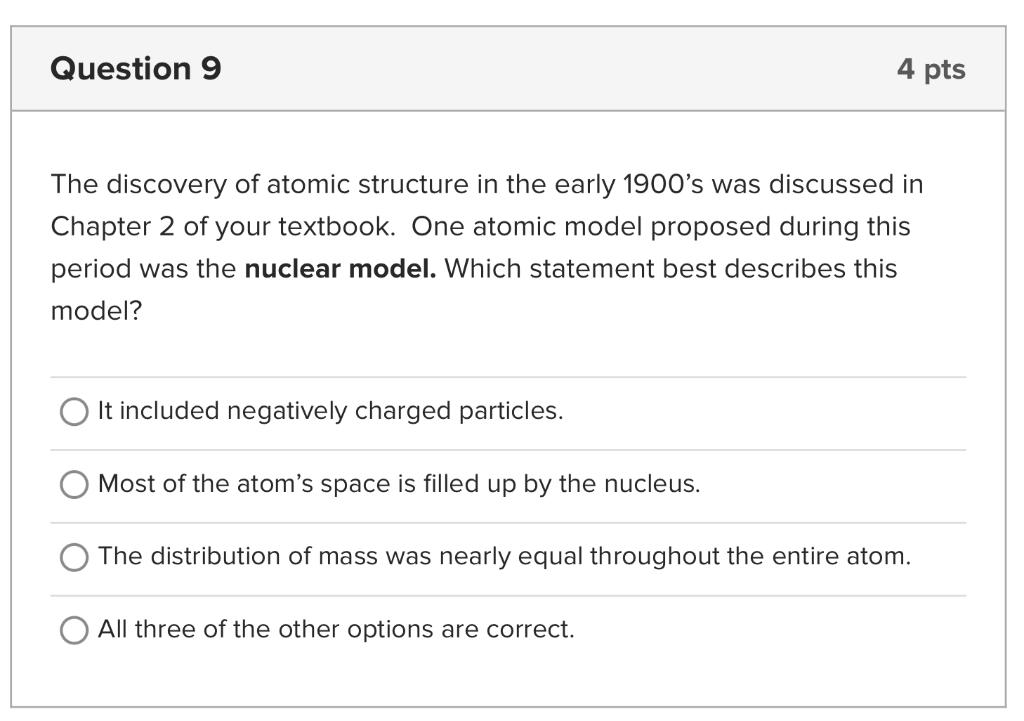 Solved The discovery of atomic structure in the early 1900's | Chegg.com