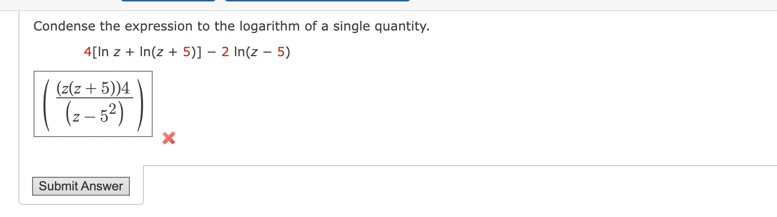 Solved Condense the expression to the logarithm of a single | Chegg.com
