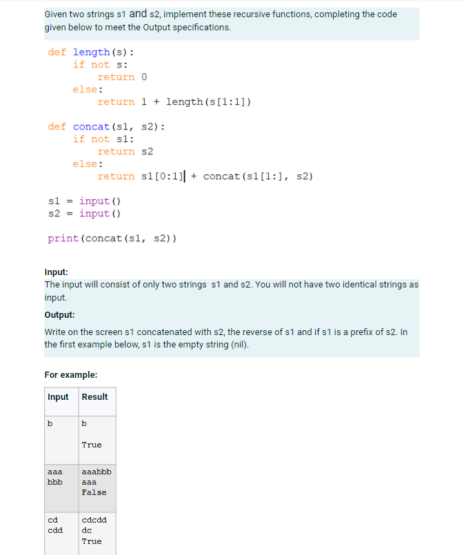 Solved [Python] Recursive Definitions with Strings Be a | Chegg.com