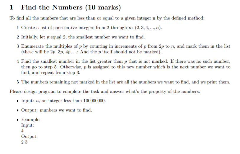 Solved 1 Find the Numbers (10 marks) To find all the numbers | Chegg.com
