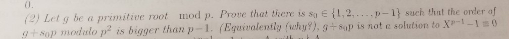 2) Let g be a primitive root mod p g+sop modulo p2 is | Chegg.com