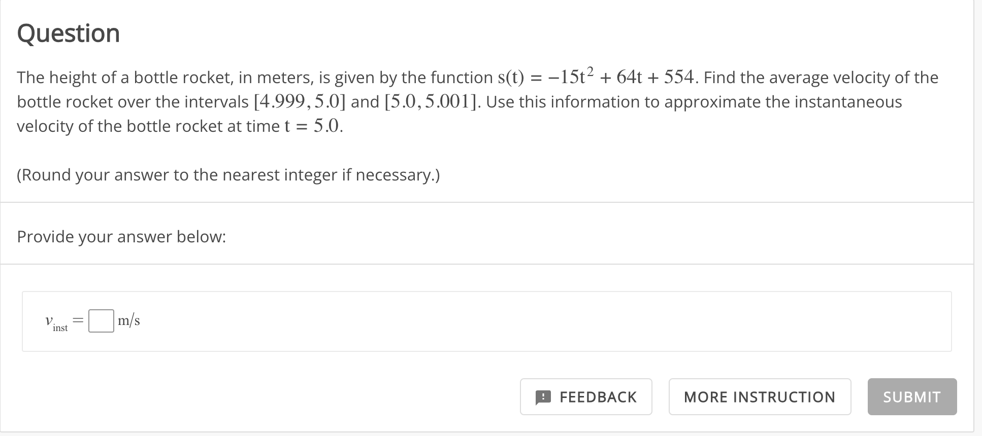 Solved The height of a bottle rocket, in meters, is given by | Chegg.com