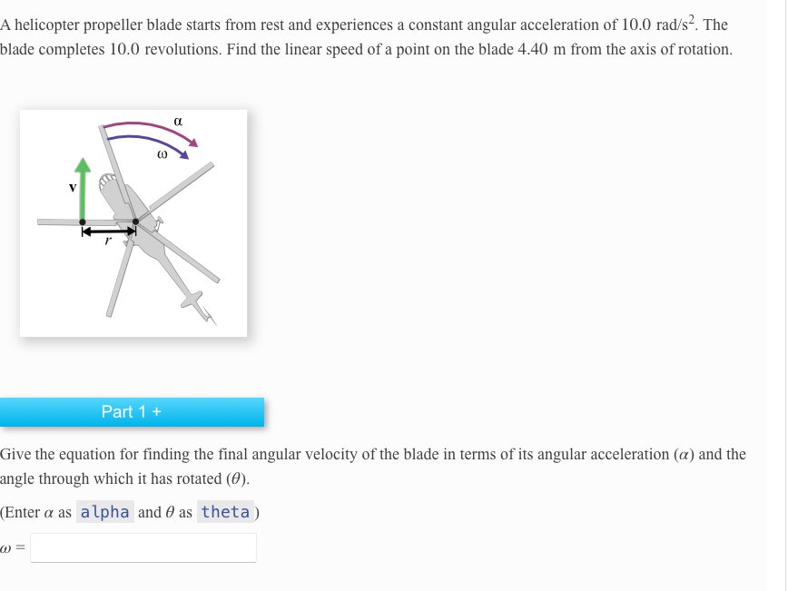 Solved A helicopter propeller blade starts from rest and | Chegg.com