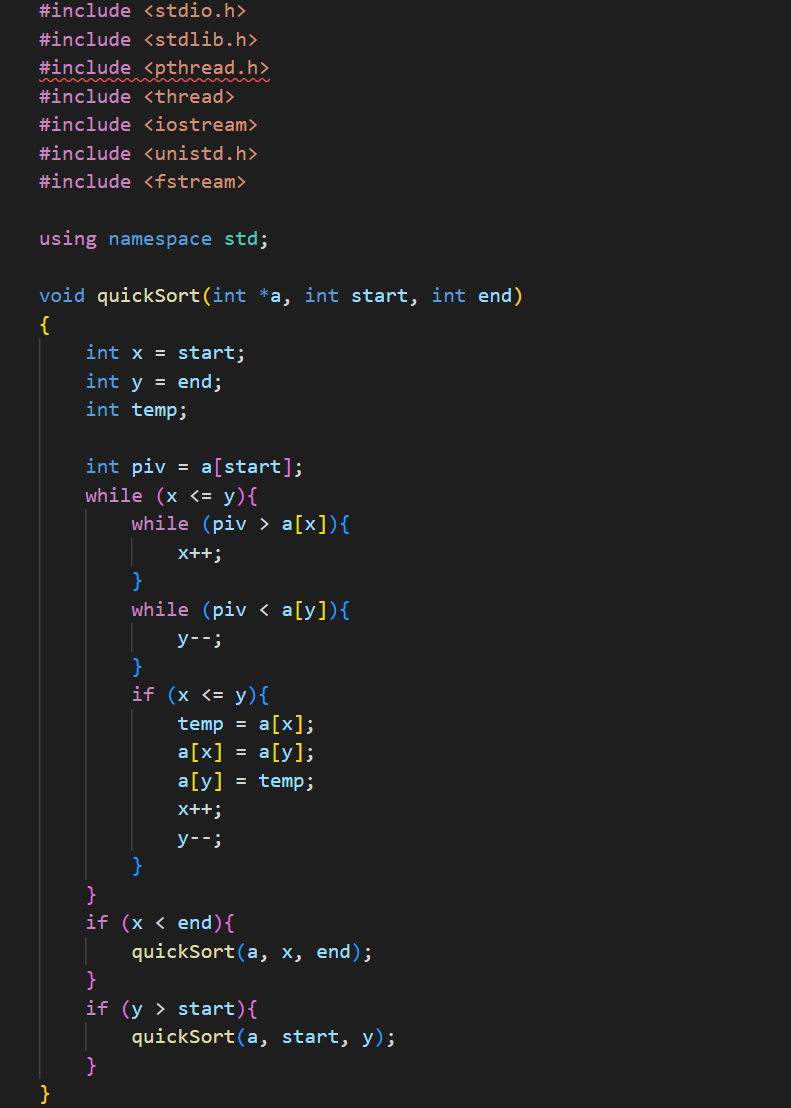 oid * quickSortHelper(void* args) int* array =( int*) | Chegg.com