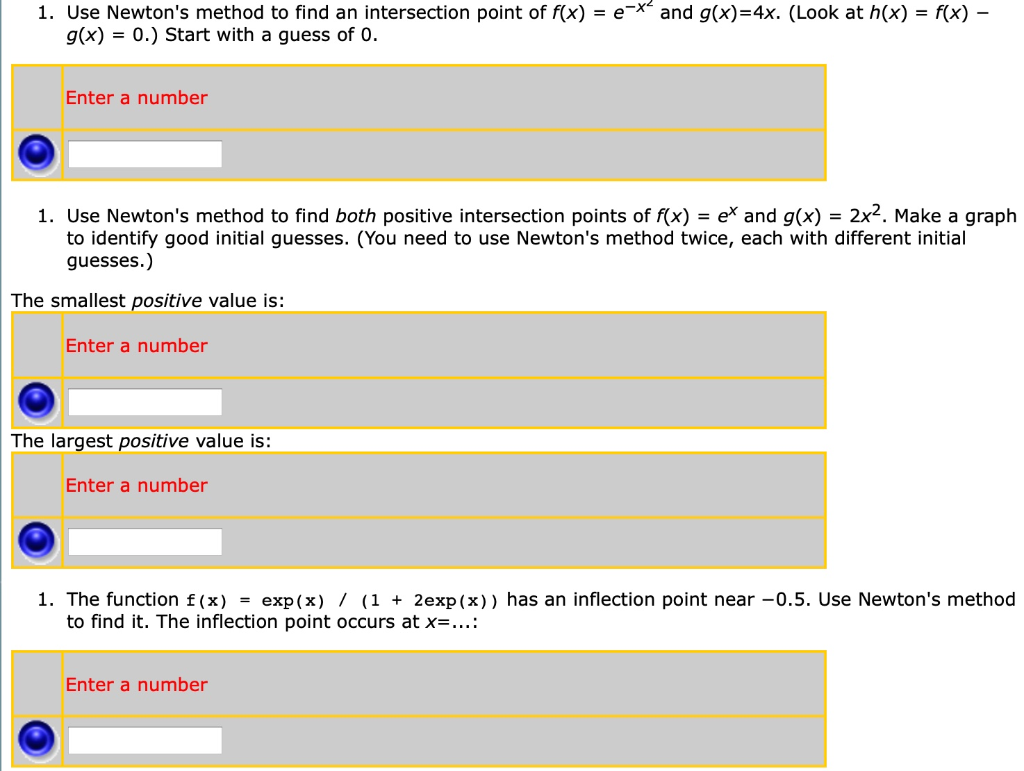 Solved 1. Use Newton's method to find an intersection point | Chegg.com