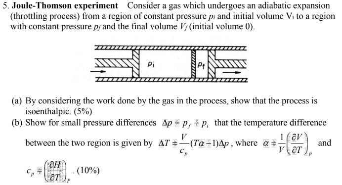 Solved 5. Joule-Thomson experiment Consider a gas which | Chegg.com