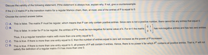 Solved Discuss The Validity Of The Following Statement If 