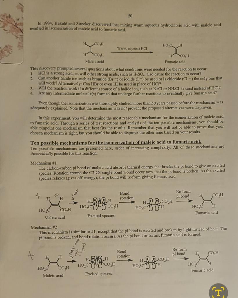Solved 49 Experiment 8: Investigating Reaction Mechanisms | Chegg.com
