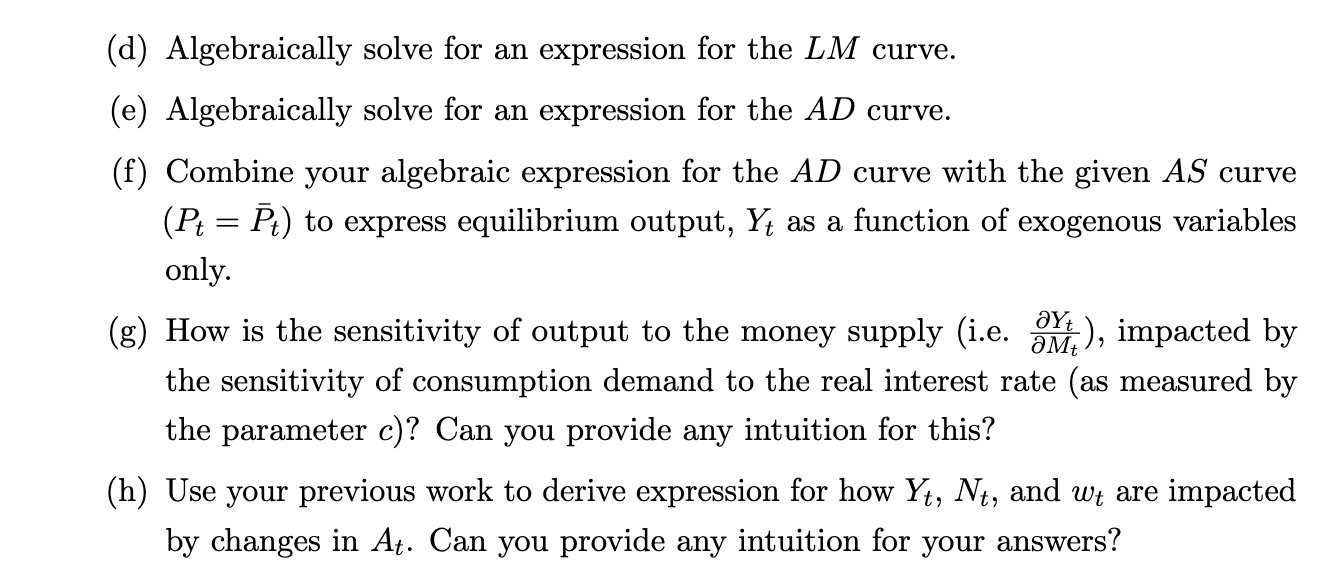 Solved 3. Algebra in a Simple Sticky Price Model with no | Chegg.com