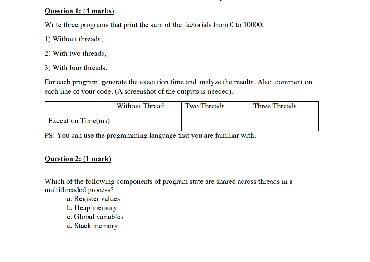 Solved Question 1: (4 marks) Write three programs that print | Chegg.com
