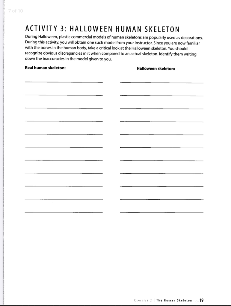 Solved 7 of 10 ACTIVITY 3: HALLOWEEN HUMAN SKELETON During | Chegg.com