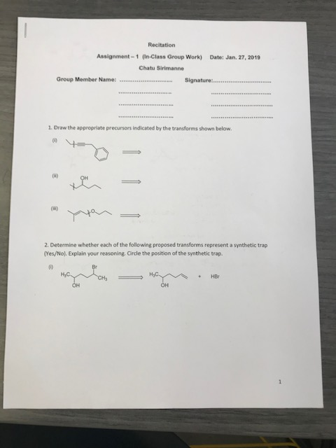 Solved Recitation Assignment - 1 (In-Class Group Work) Date: | Chegg.com