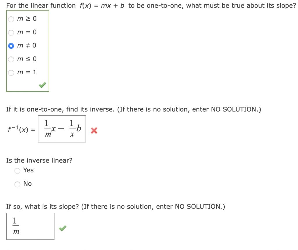 Solved For the linear function f(x) = mx + b to be | Chegg.com