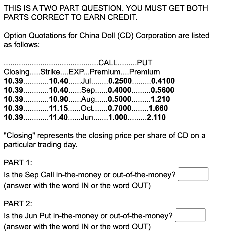 Solved THIS IS A TWO PART QUESTION. YOU MUST GET BOTH PARTS | Chegg.com
