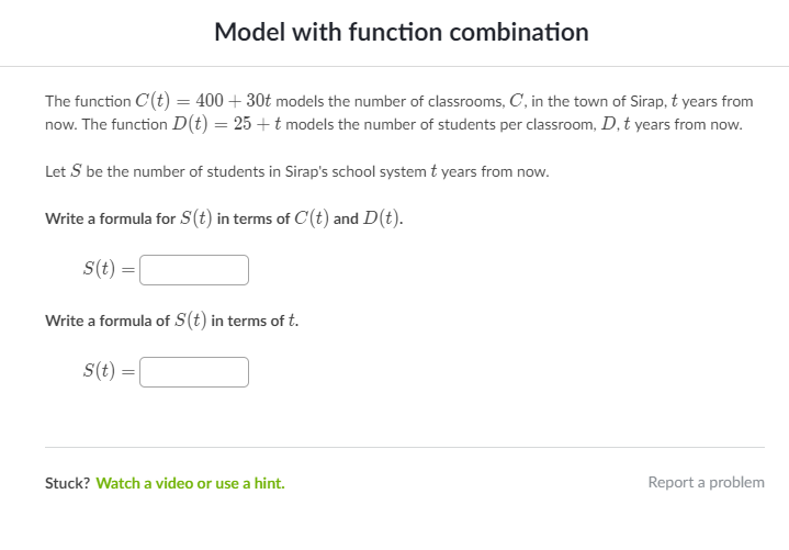 Solved Model With Function Combination The Function C T