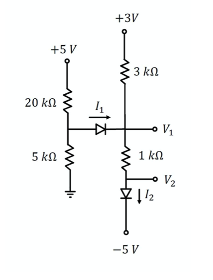Solved Find I1, I2, V1, and V2 for this diode circuit, | Chegg.com