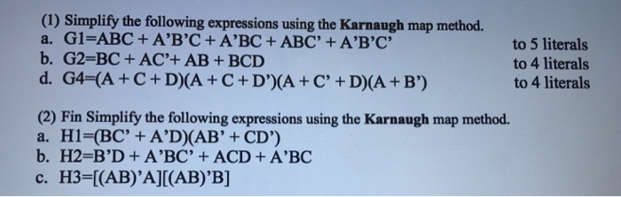 Solved (1) Simplify the following expressions using the | Chegg.com