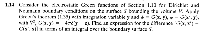 Solved 1.14 Consider the electrostatic Green functions of | Chegg.com