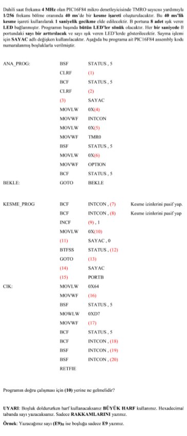 Solved In the PIC16F84 microcontroller with an internal | Chegg.com