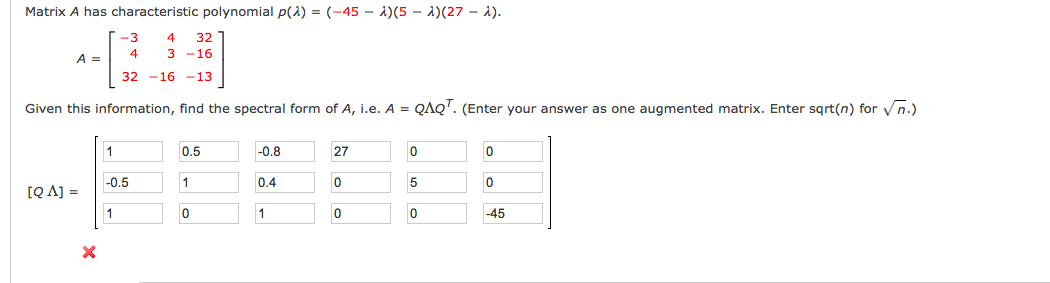 Solved Matrix A has characteristic polynomial | Chegg.com